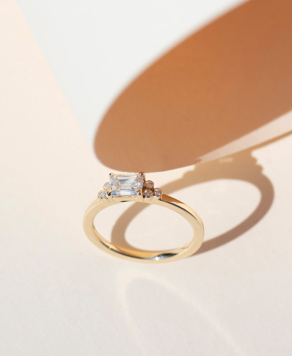 Mon Cheri Engagement Ring - 18k Yellow Gold, Emerald Cut Diamond 0.65 | Zoë & Morgan UK