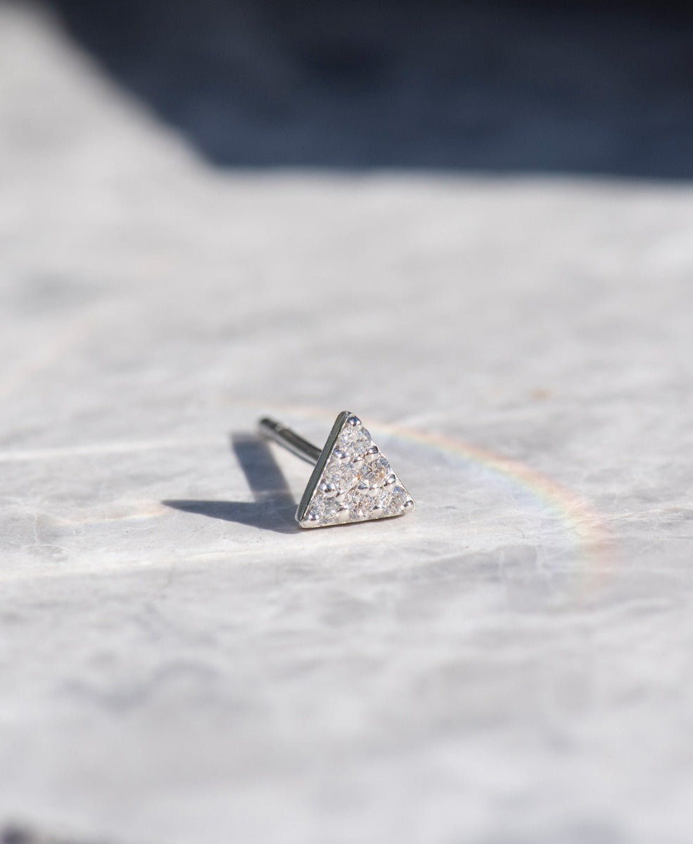 Mini Pyramid Single Stud - 9k White Gold, Diamond | Zoë & Morgan UK