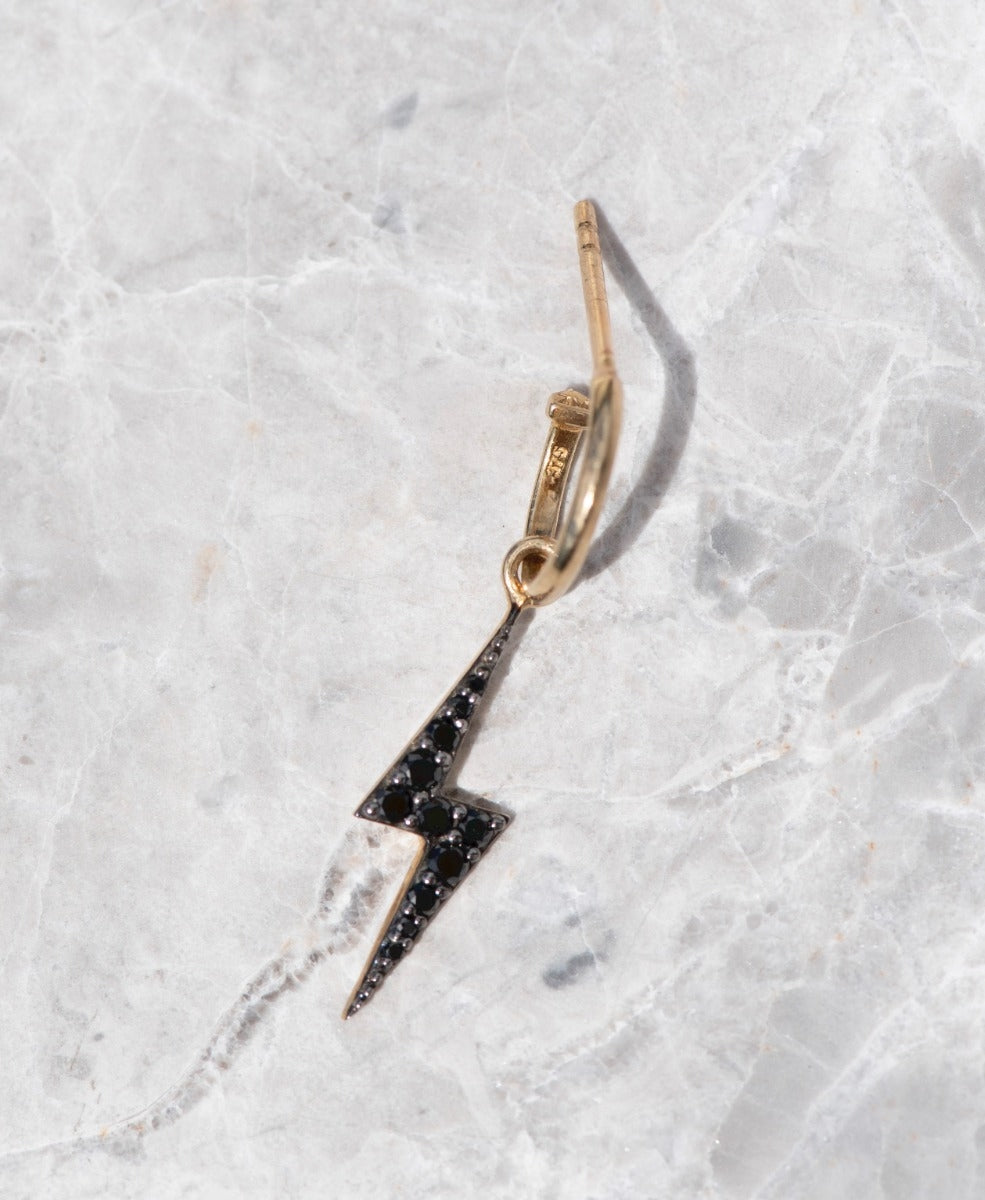 Zap Single Hoop - 9k Yellow Gold, Black Diamond | Zoë & Morgan UK